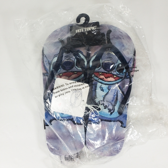 Shoes | Disney Lilo Stitch Blue Stitch Flip Flops From Hot Topic Size 8 ...